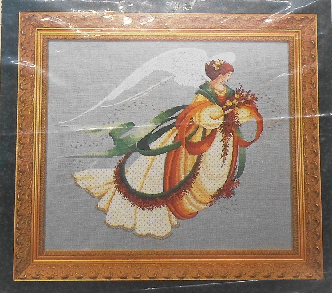 Vintage Lavender & Lace Angel of Autumn Cross Stitch Pattern Victorian ...