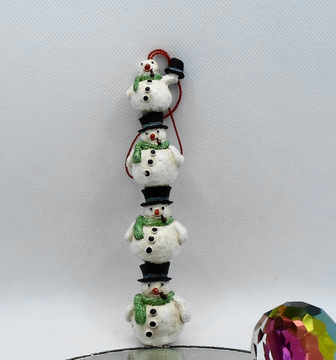 Vintage Christmas Stack of Snowmen Ornament With Black Top Hat - Etsy