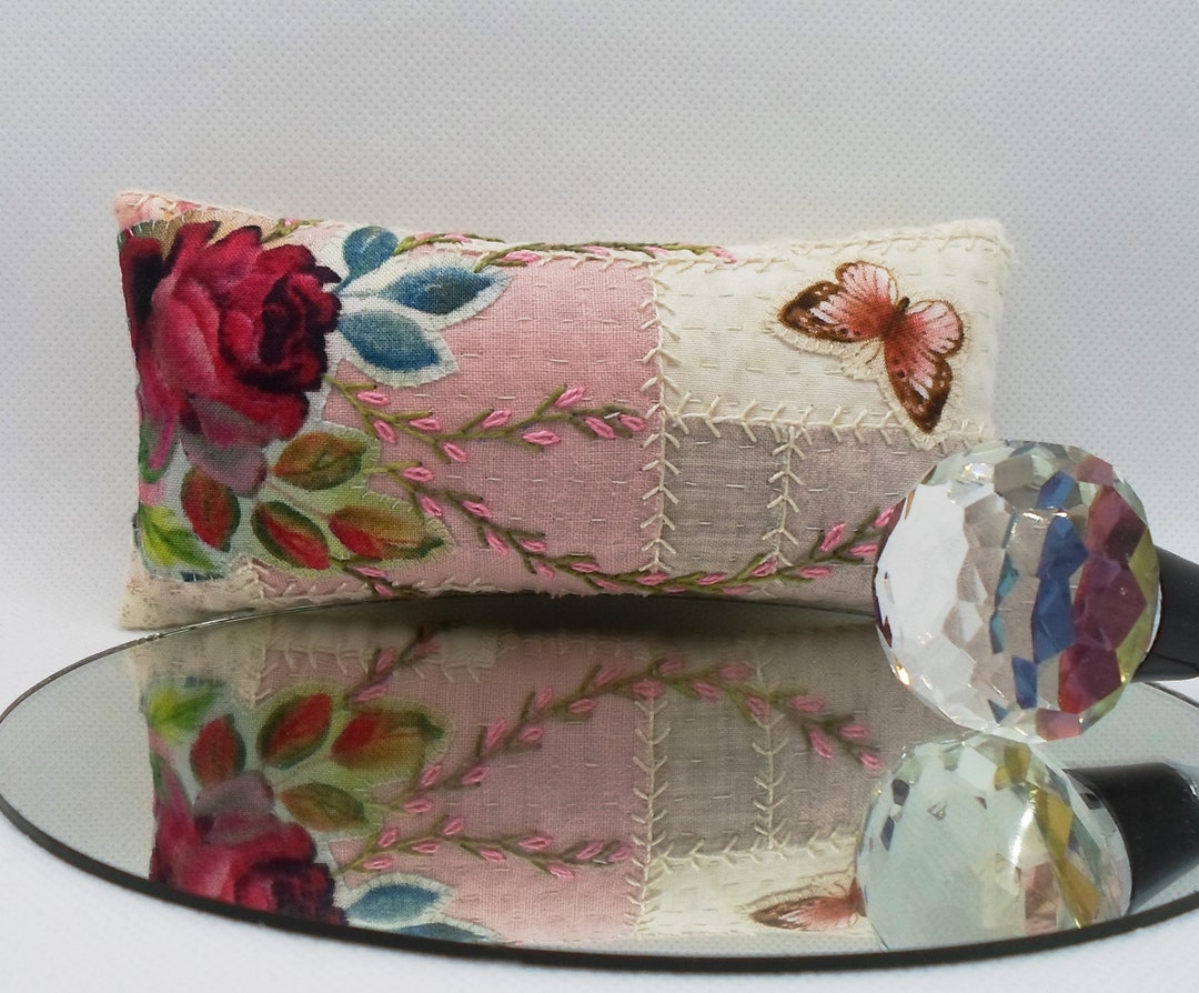 Handmade Mini Rectangular Pin Cushion Slow Stitch Cotton Embroidered ...