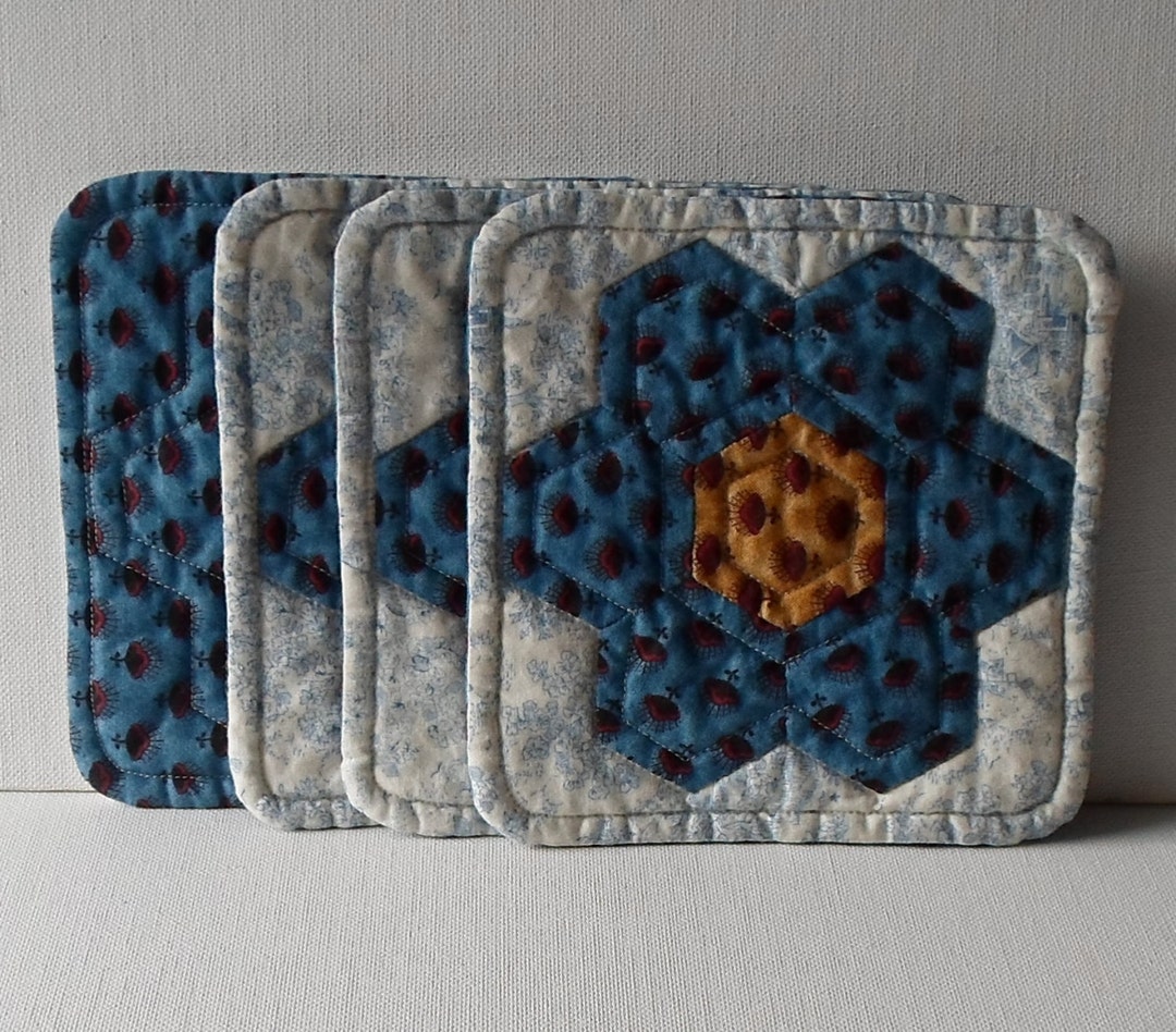 Handmade Coasters French Blue Cotton Mug Mats - Etsy