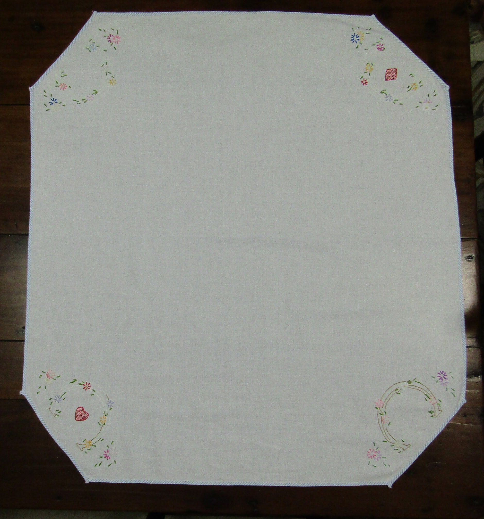 Vintage Linen Card Table Tablecloth Horseshoes Luck - Etsy