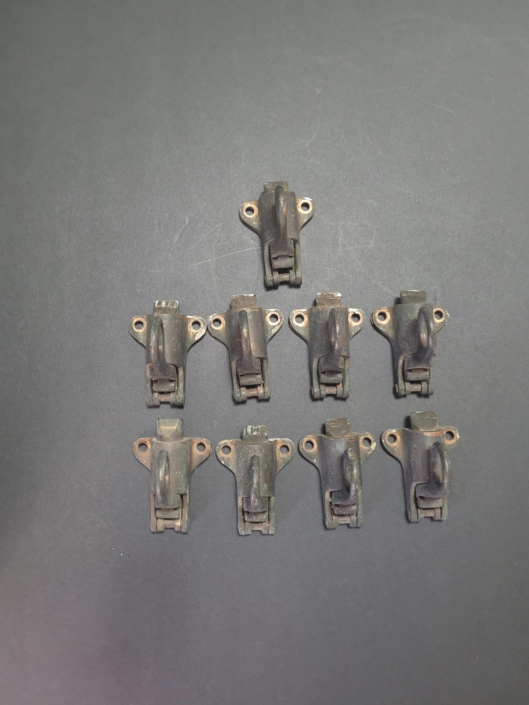 Set of 9 Antique Solid Brass Transom Window Latch With Pull Ring Handle ...