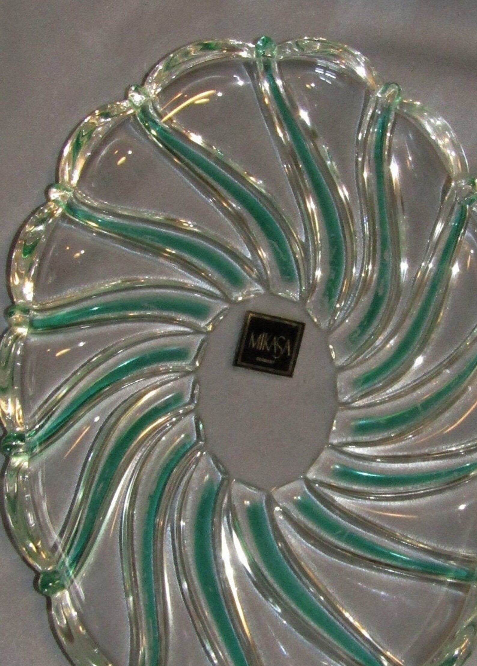 Mikasa Germany Peppermint Swirl Crystal Dish | Etsy