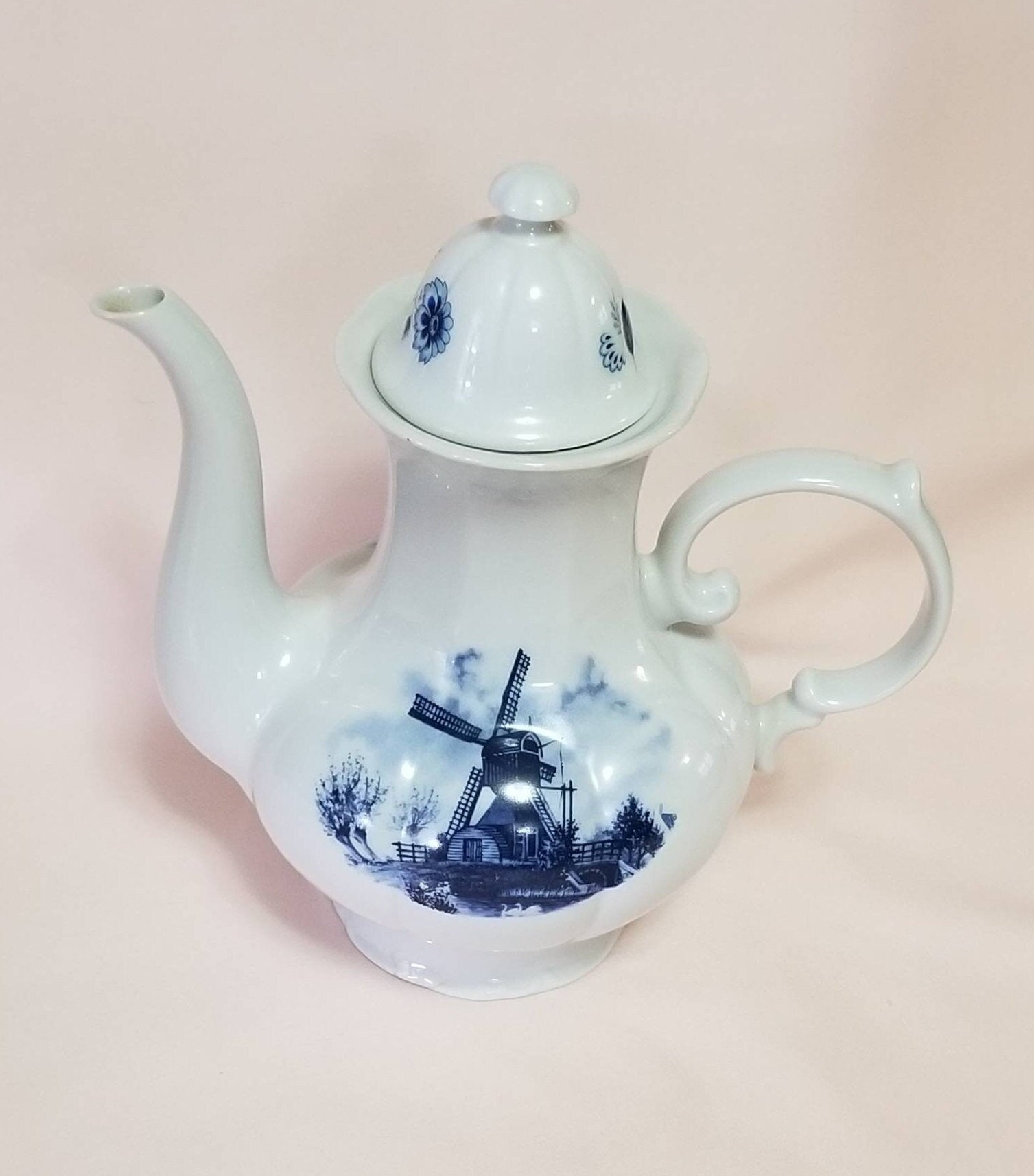 Delftware Teapot Windmill Marked Ter Steege B V Delftware Blauw Hand ...