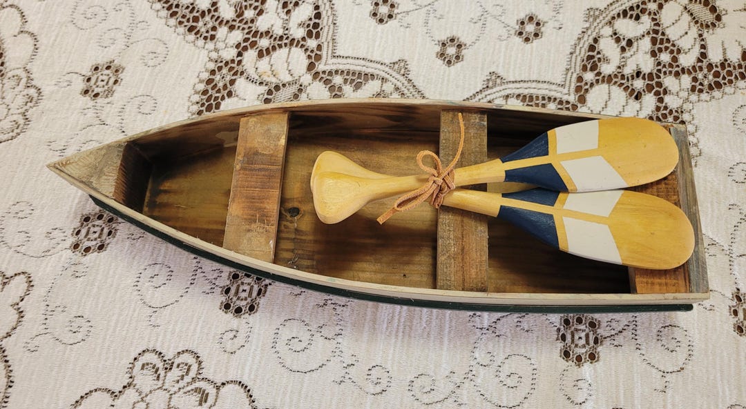 Vintage Wooden Rowboat Shelf, 18.5” X 5.75” X 2.5”. Distressed Finish ...