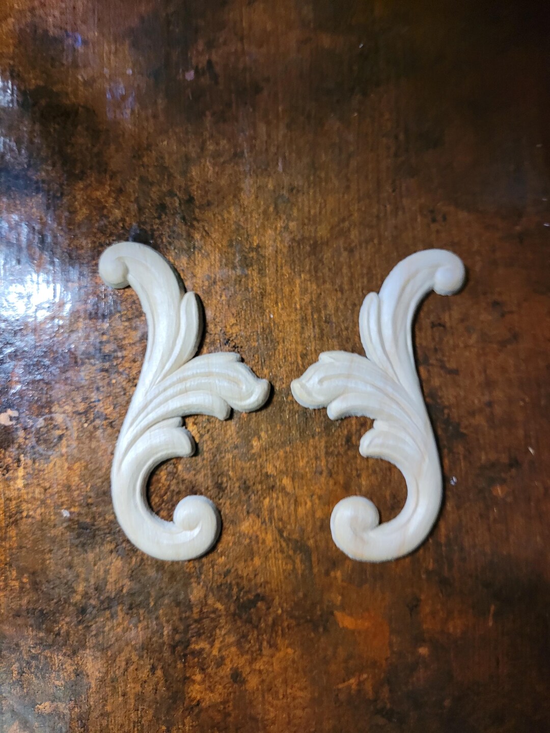 Set of 16 Packs Small Wood Scroll Applique Pairs (total of 32 Scrolls ...