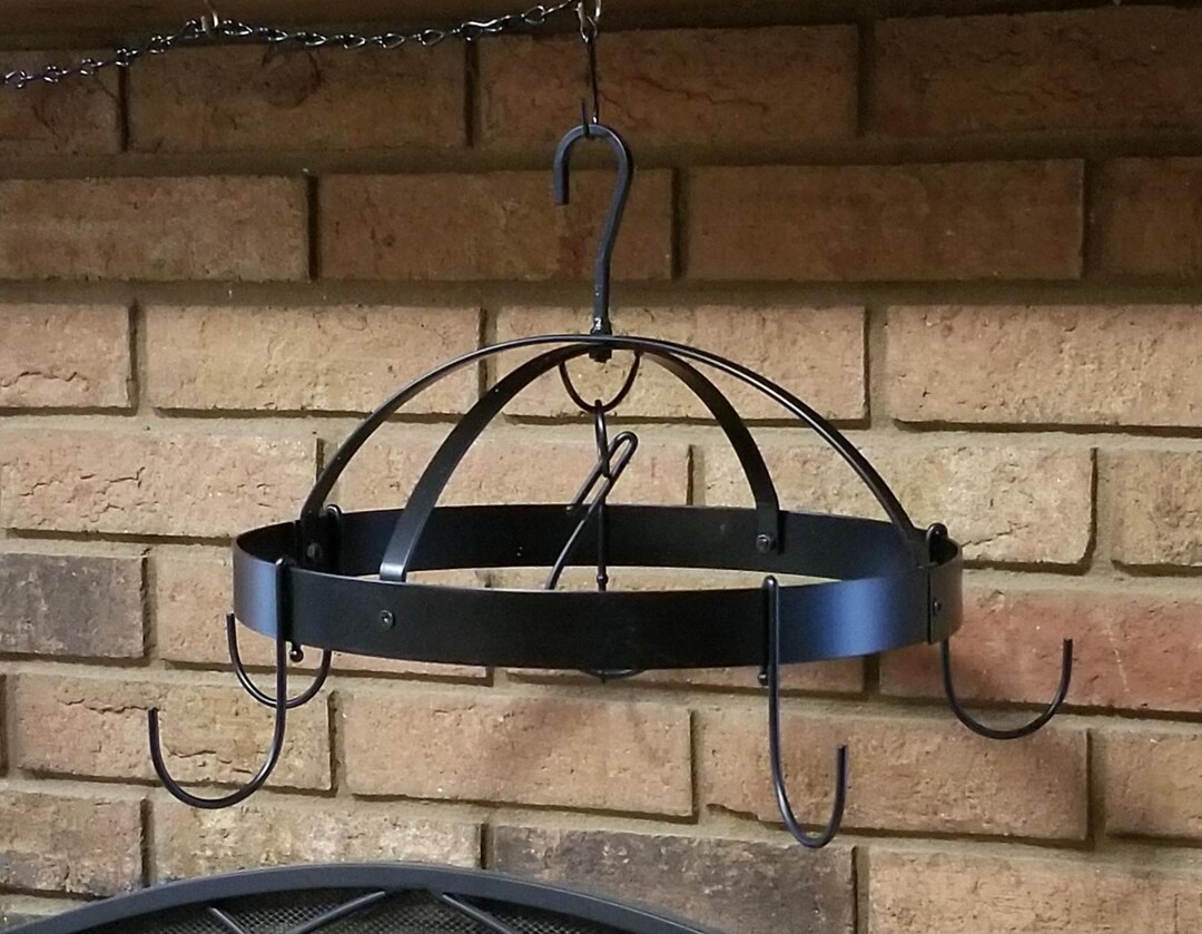 Vintage Cast Iron Hanging Pot Rack 12 Diameter 6 Adjustable Hooks. New ...