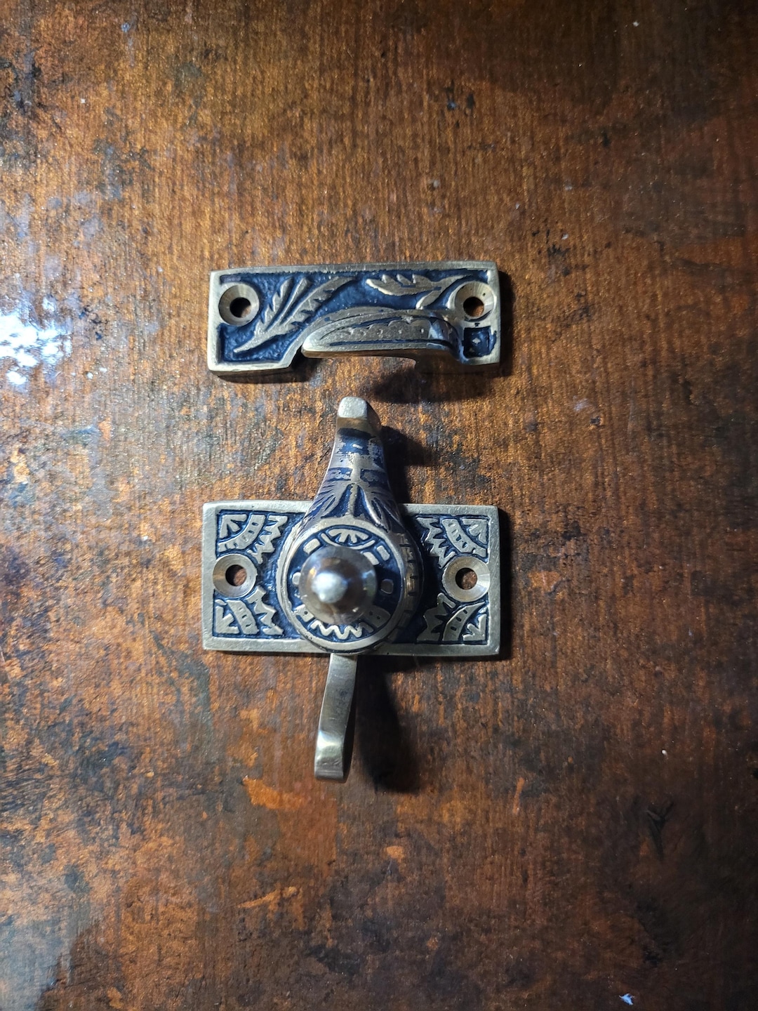 Vintage Victorian Oriental Pattern Window Locks, 3 in Stock Hand Rubbed ...