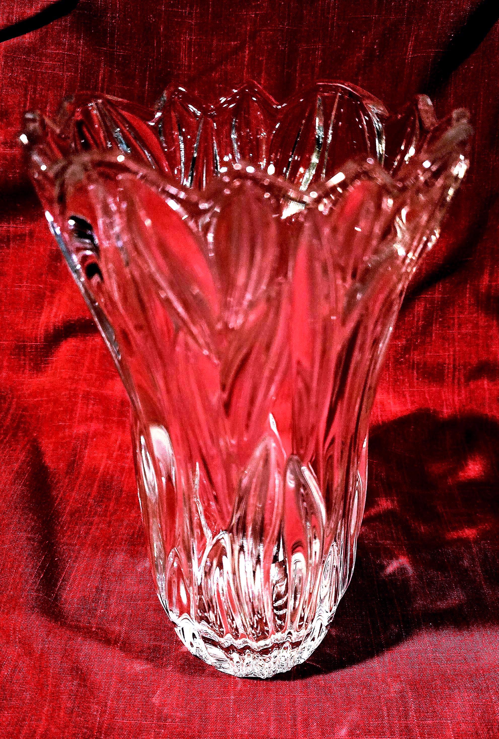 Vintage Heavy Block Cut Lead Crystal Flower Vase - Etsy