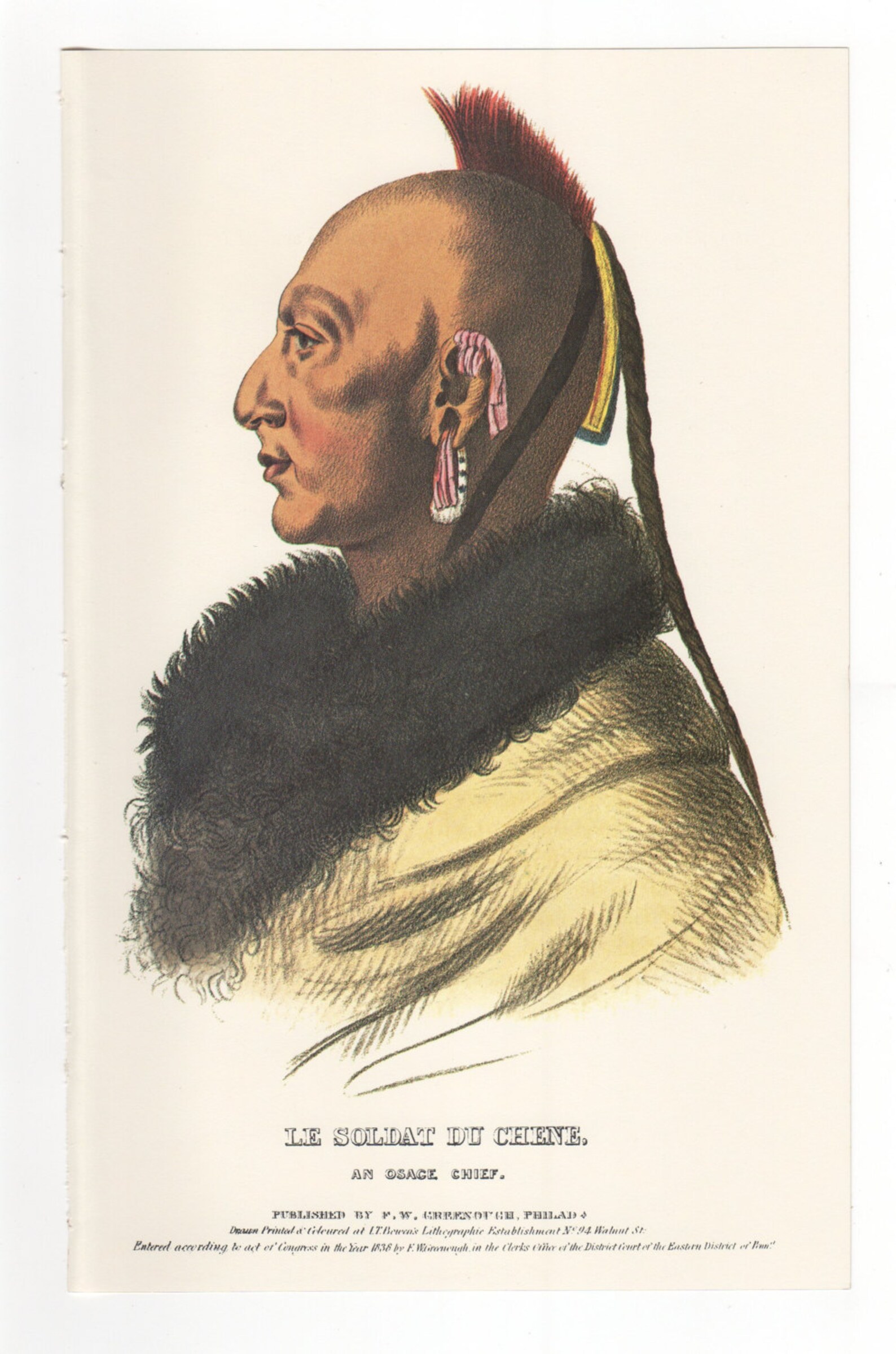 Le Soldat Du Chene, an Osage Chief Vintage Native American Indian Print ...