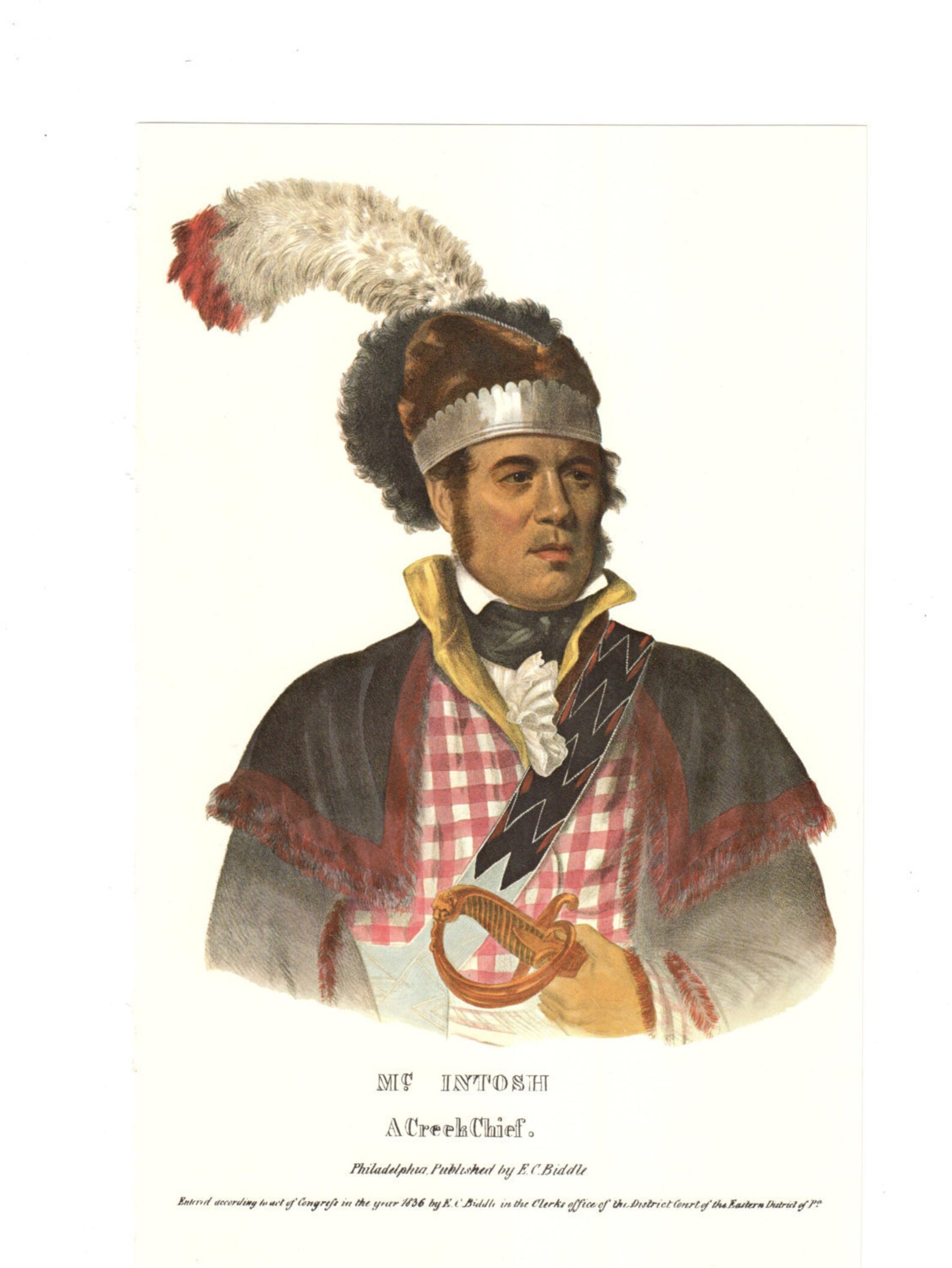 Mcintosh, A Creek Chief Vintage Native American Indian Print History ...