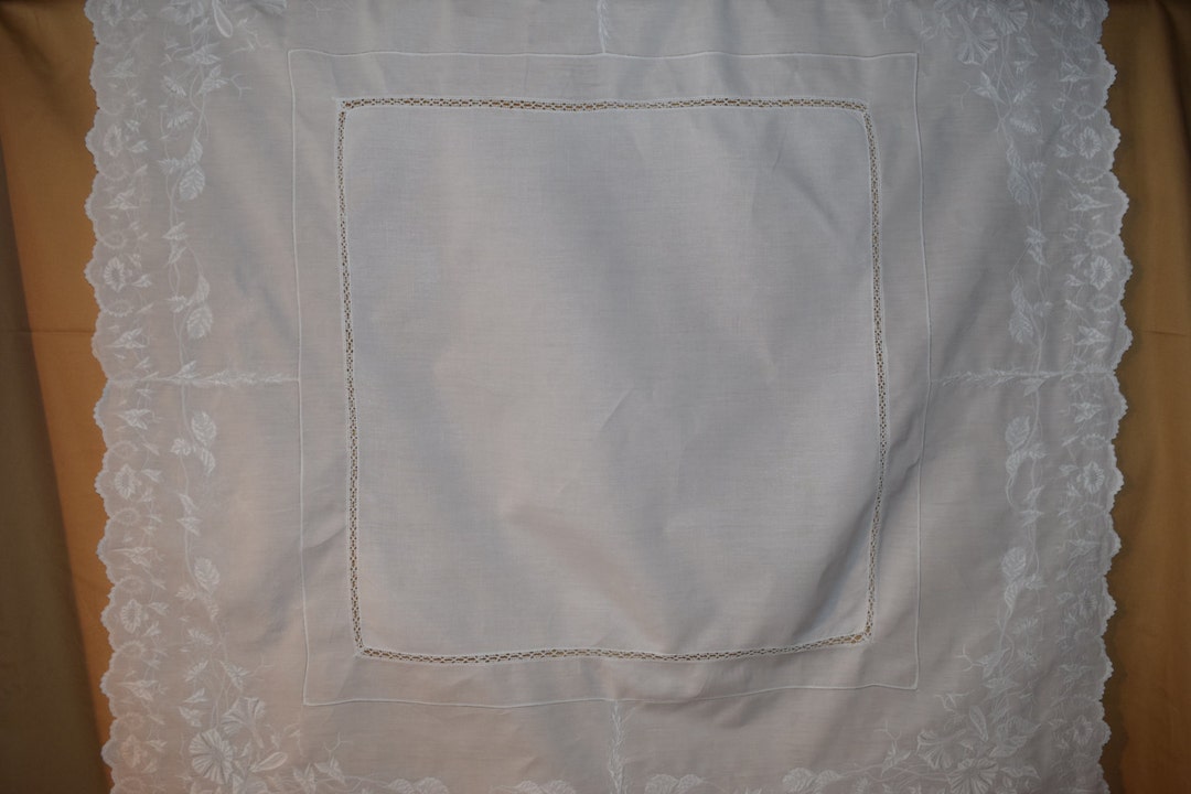RARE Antique 1870's Formal English Tea Cloth Hand Made French White ...