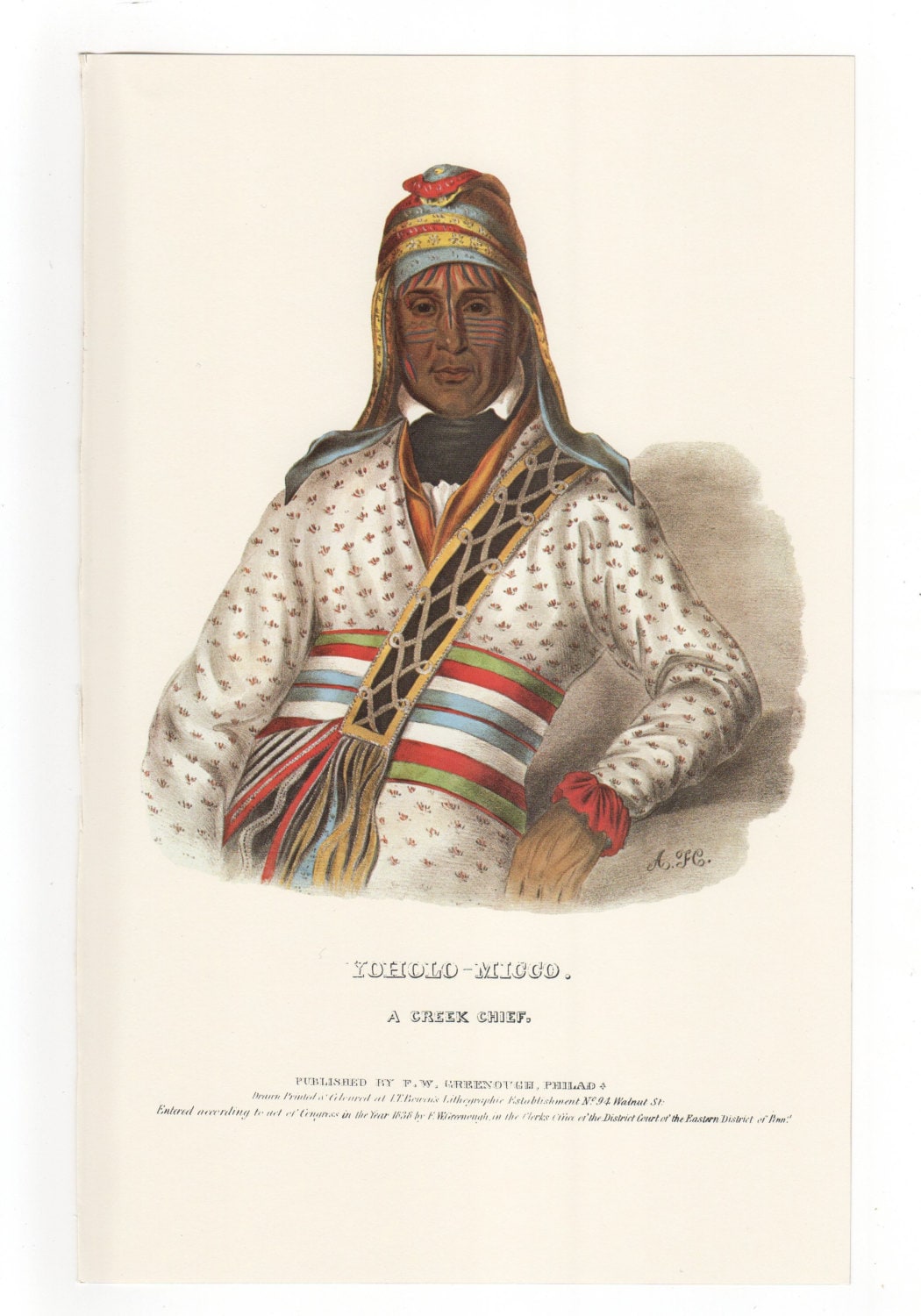 Yoholo-micco Vintage Native American Indian Chief Print yoholo-micco, A ...