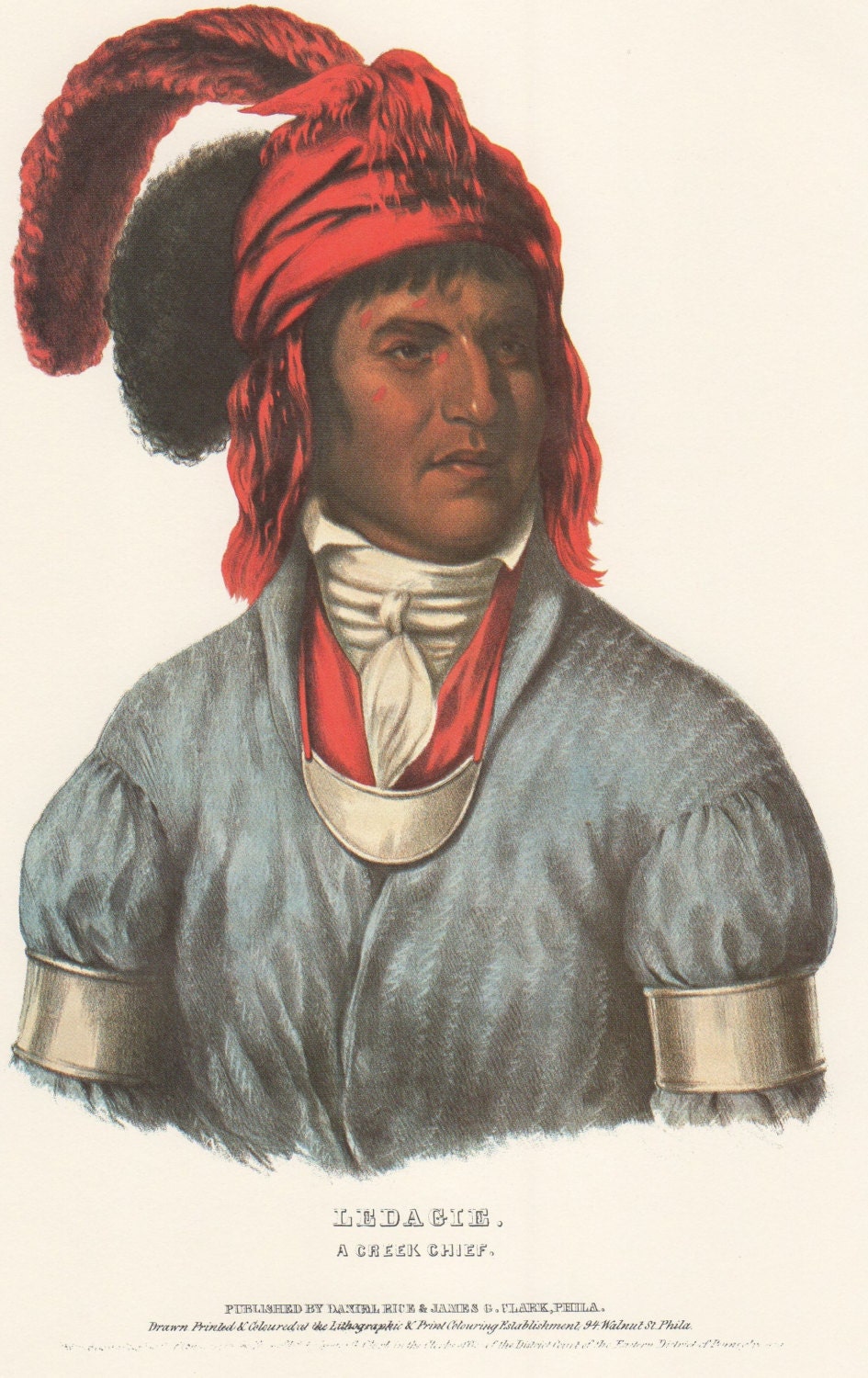 Ledagie, A Creek Chief Vintage Native American Indian Print History ...