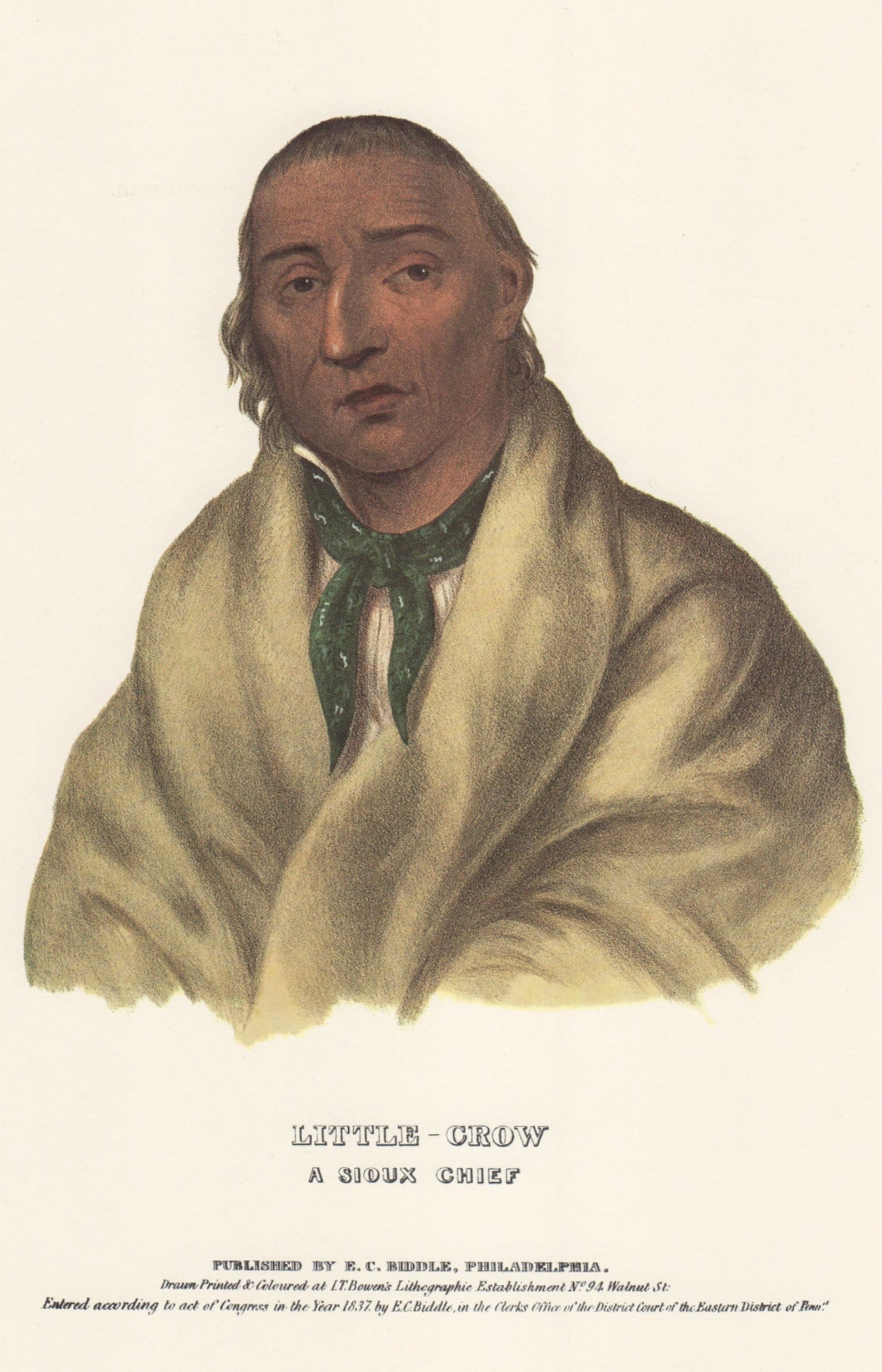 Little Crow, A Sioux Chief Vintage Native American Indian Print History ...