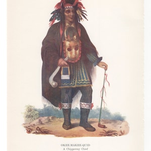 Vintage Native American Indian Chief Print "okee-makee-quid, A ...