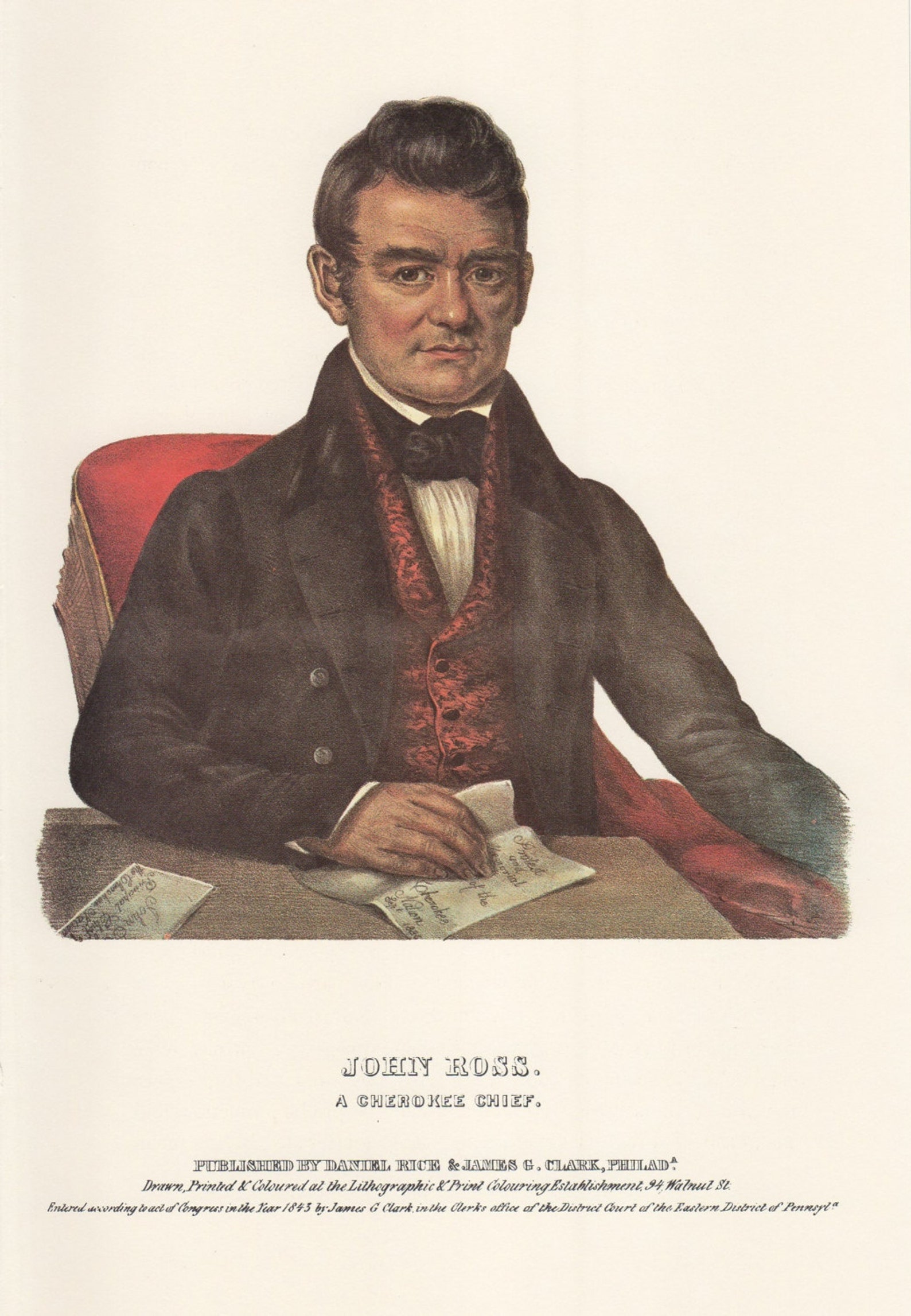 John Ross, A Cherokee Chief Vintage Native American Indian Print ...