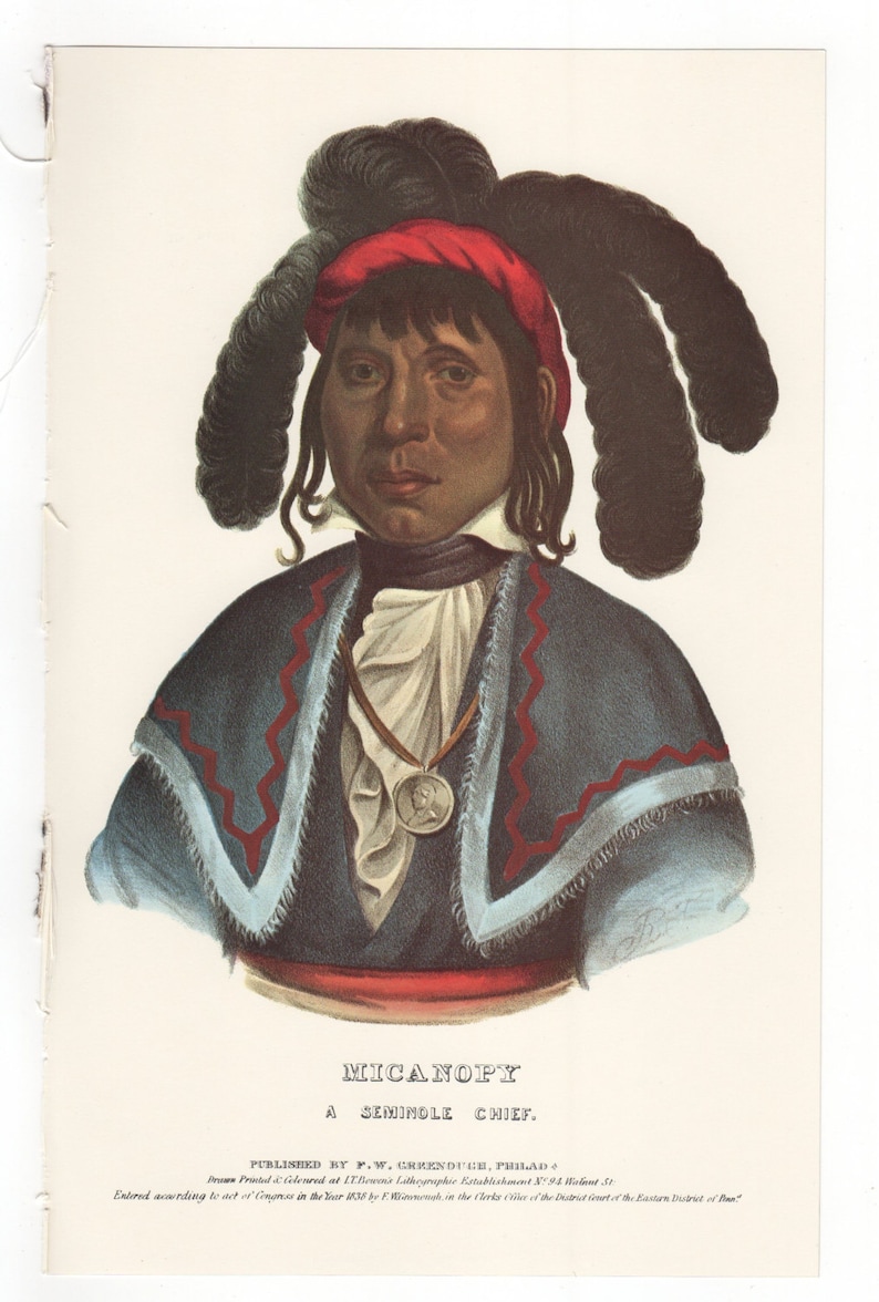 Micanopy Head Chief A Seminole Vintage Native American - Etsy