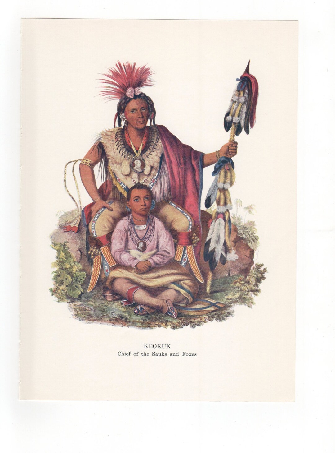 Vintage Native American Indian Chief Print "keokuk, Chief of the Sauks ...
