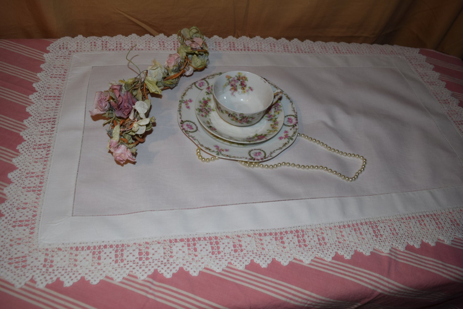 Antique 1890's English Butler's Cloth Butler Tray Cloth With Hand Made ...