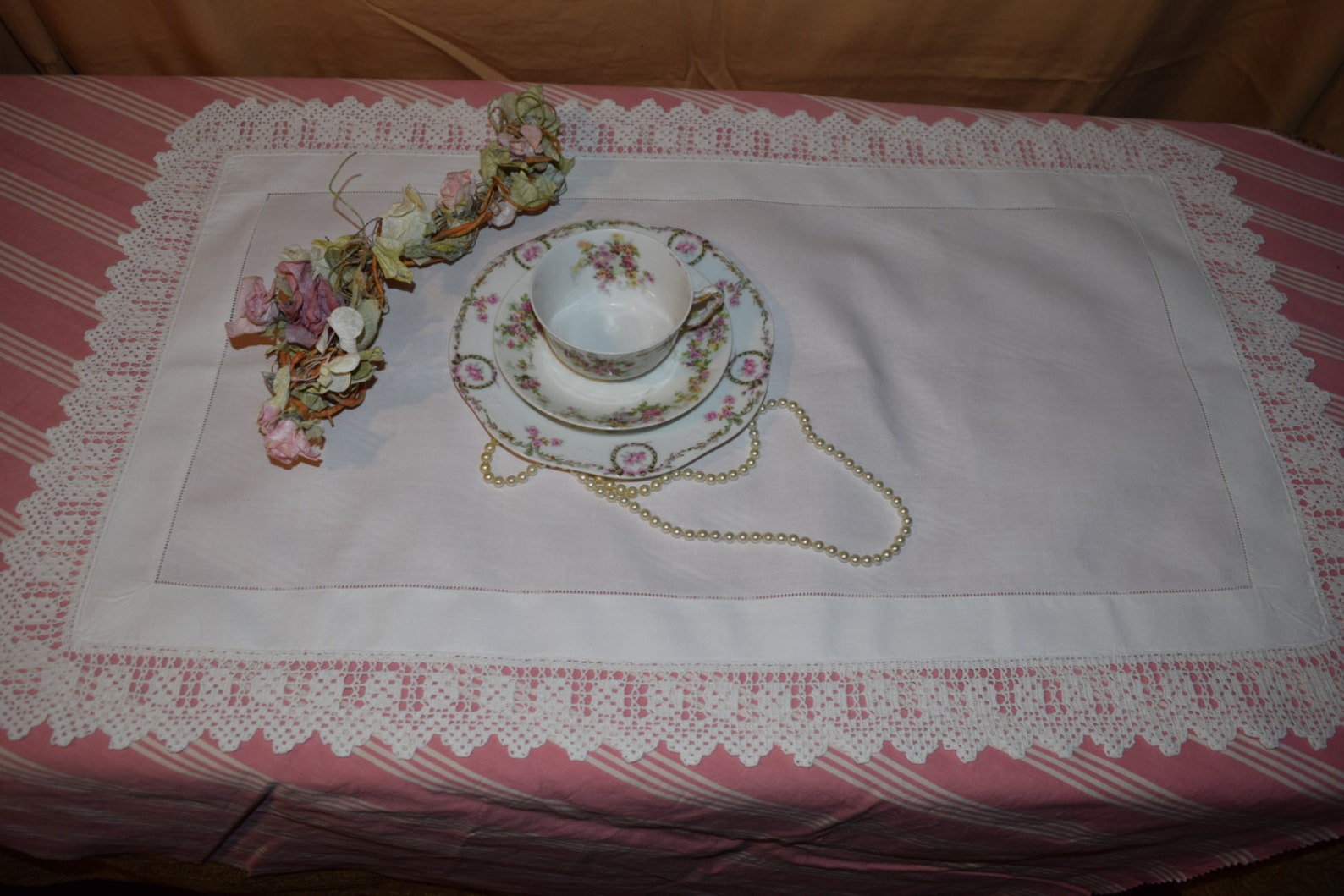 Antique 1890's English Butler's Cloth Butler Tray Cloth With Hand Made ...