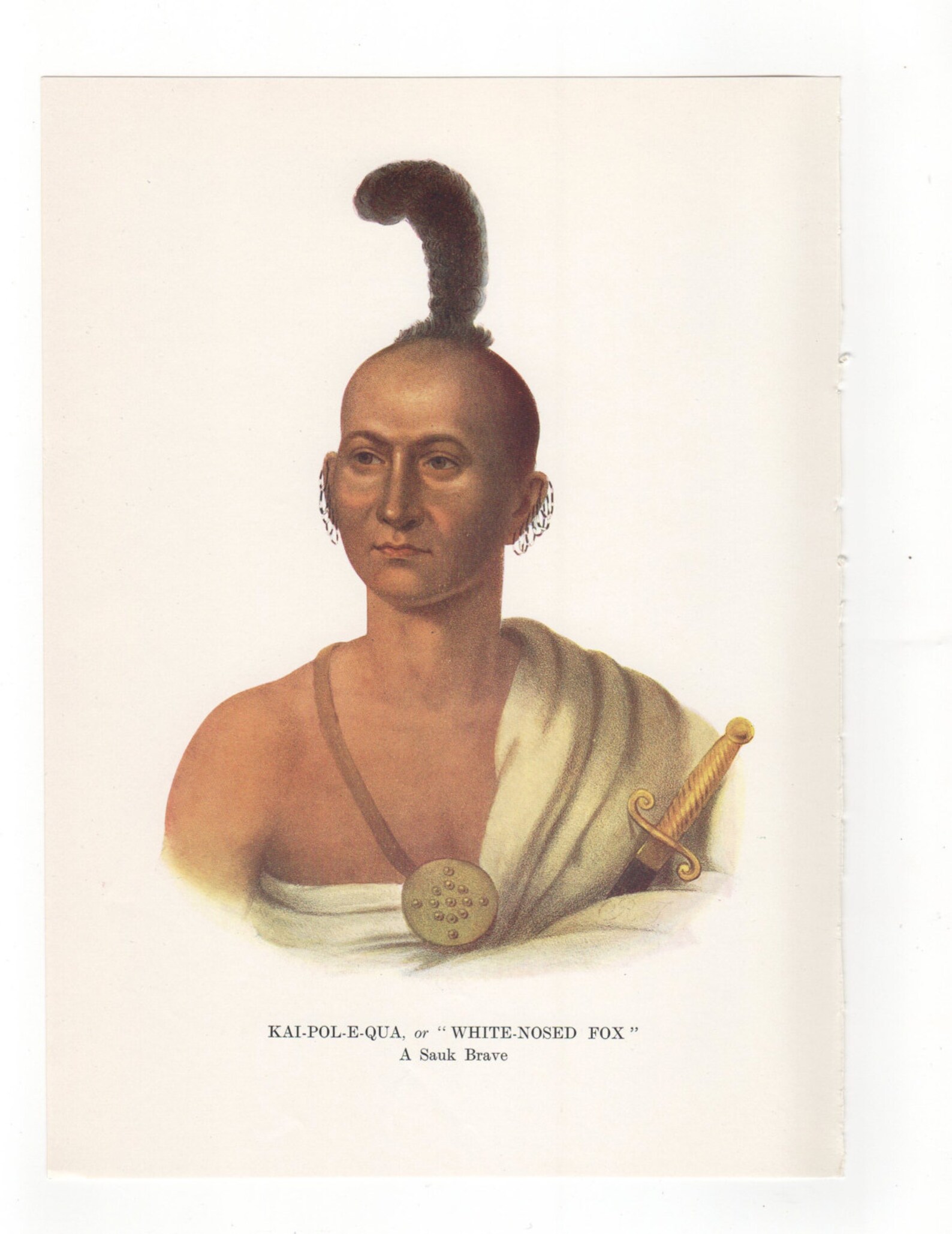 Vintage Native American Indian Print "kai-pol-e-qua, or White-noses Fox ...