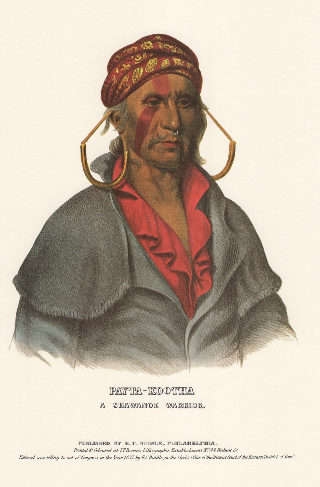 Payta-kootha, A Shawanoe Warrior Vintage Native American Indian Print ...