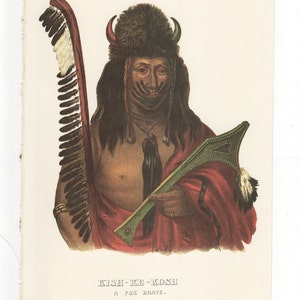 Kish-ke-kosh, A Fox Brave Vintage Native American Indian Print History ...
