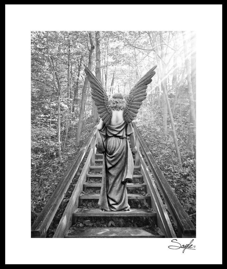 Angel Climbing Stairs to Heaven Black and White Fine Art Photograph ...