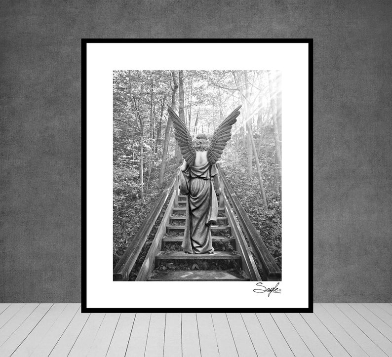 Angel Climbing Stairs to Heaven Black and White Fine Art Photograph ...