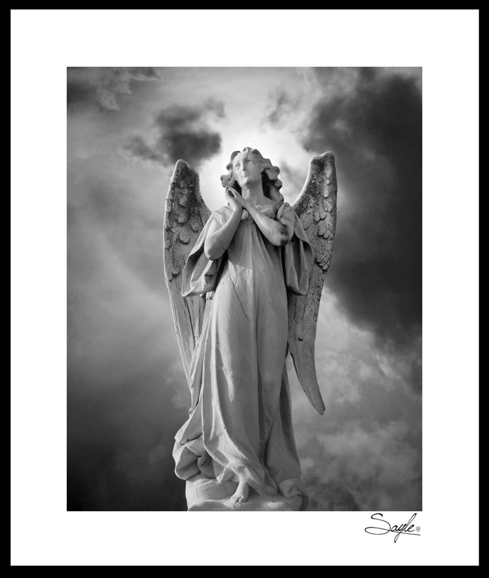 Praying Angel 5 Black and White Fine Art Photograph Room | Etsy