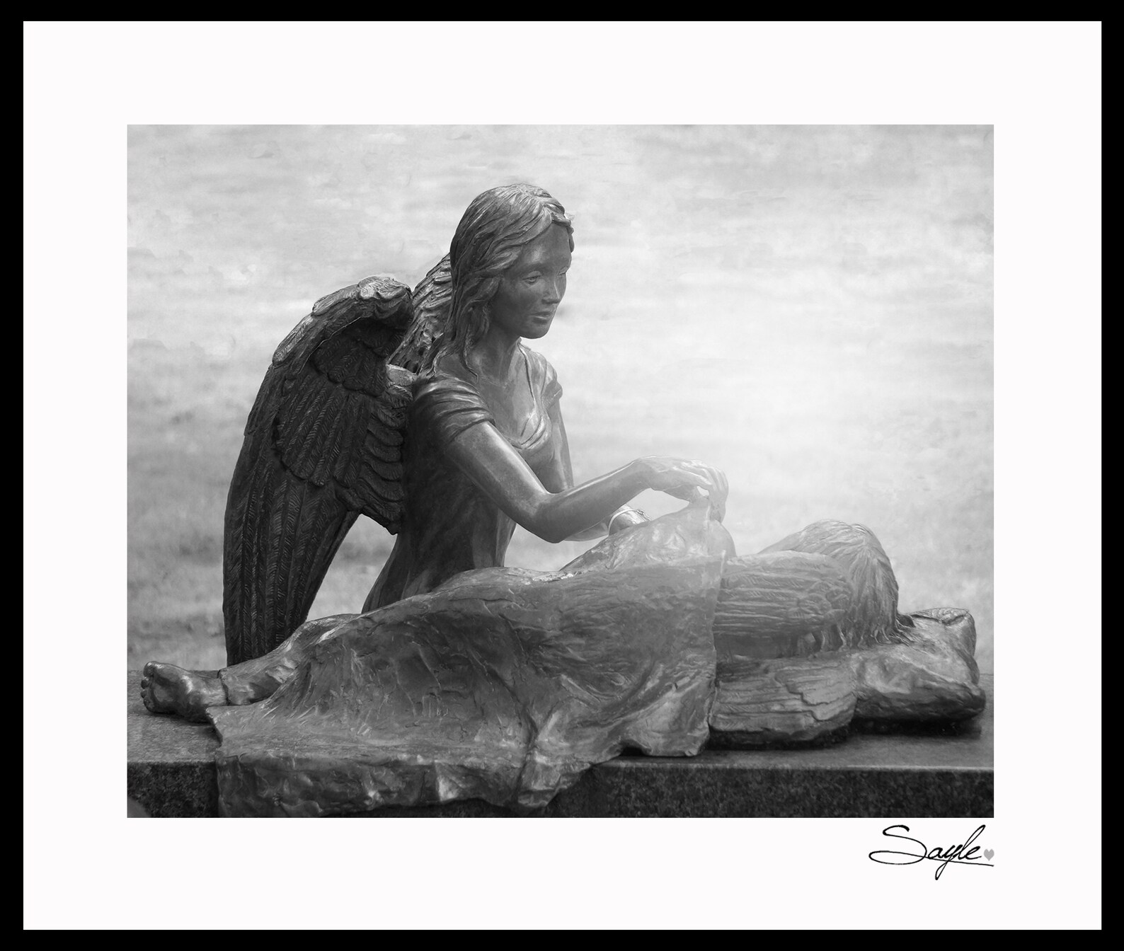 Guardian Angel Statue 25 Black and White Fine Art Photograph, Wall Art ...