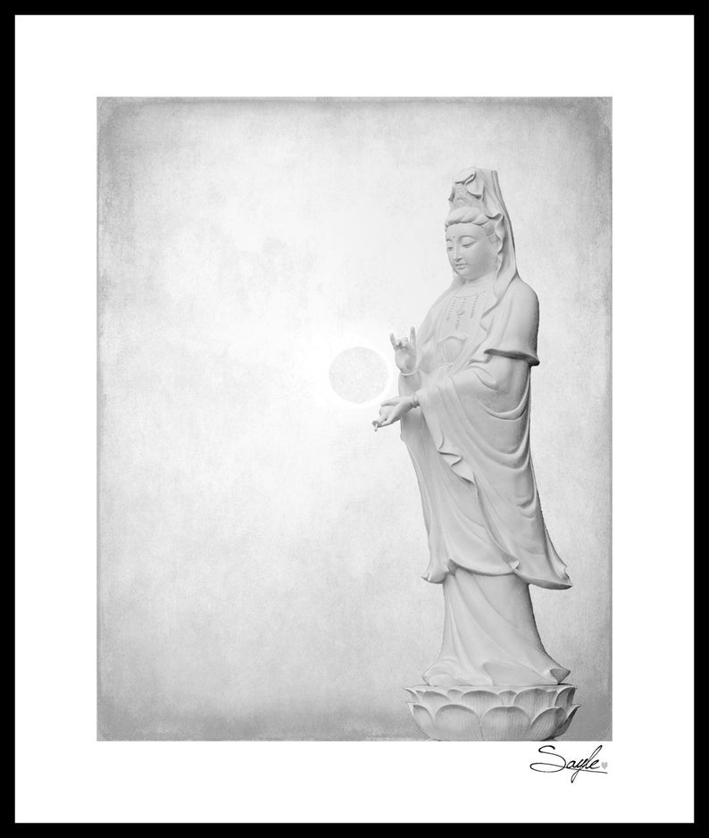 Quan Yin Statue 6 Black and White Fine Art Photograph, Wall Art, Kuan ...