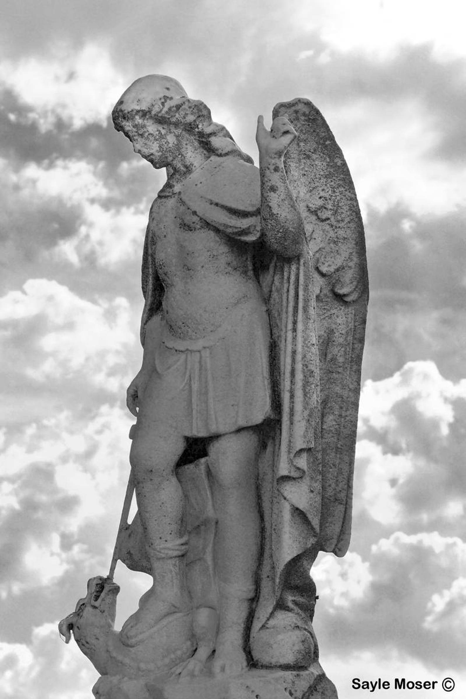 Archangel Michael Slaying the Dragon Black and White Fine Art ...