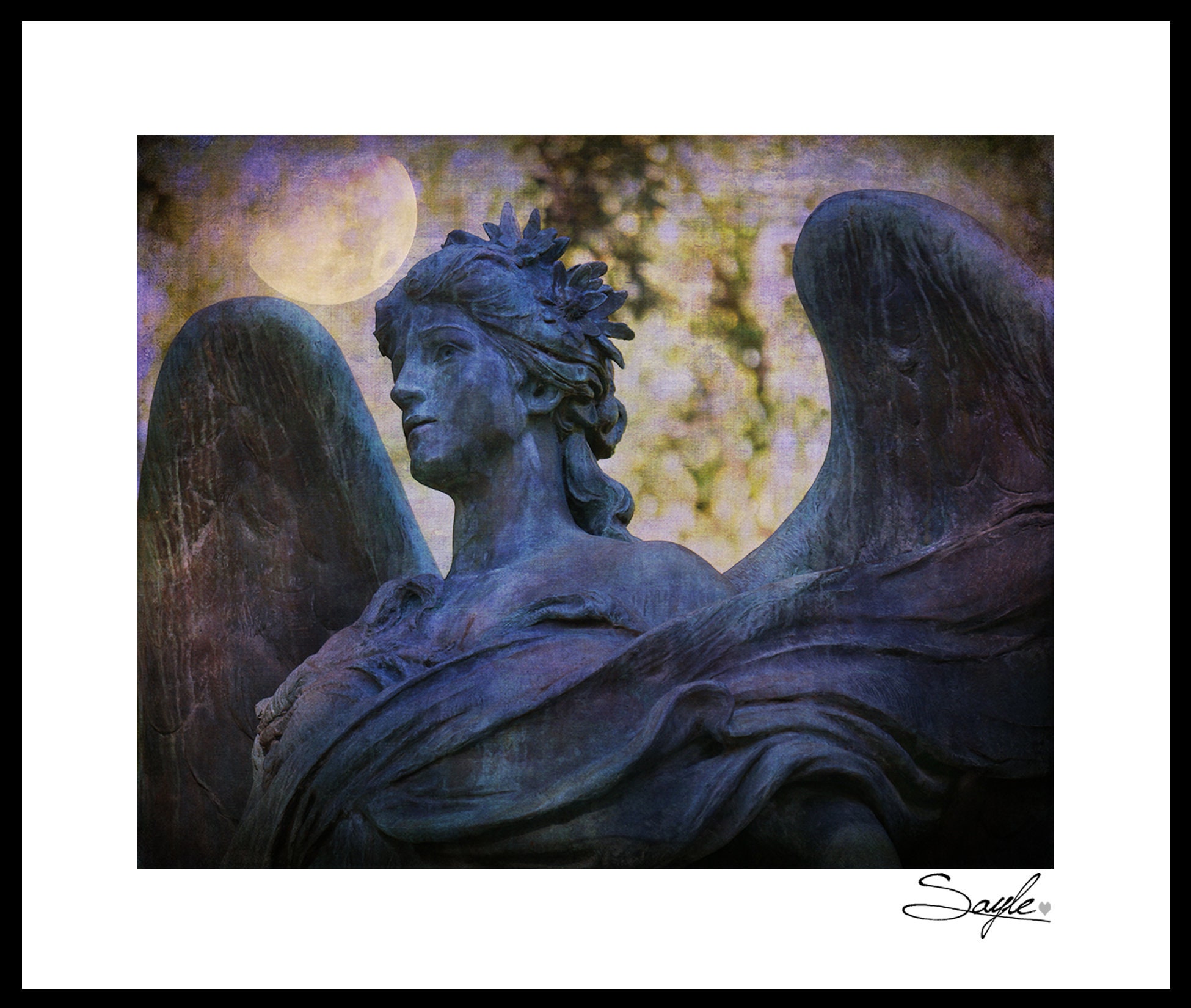 Moon Angel Fine Art Photograph, Wall Art, Angel Statue Photo, Angel ...