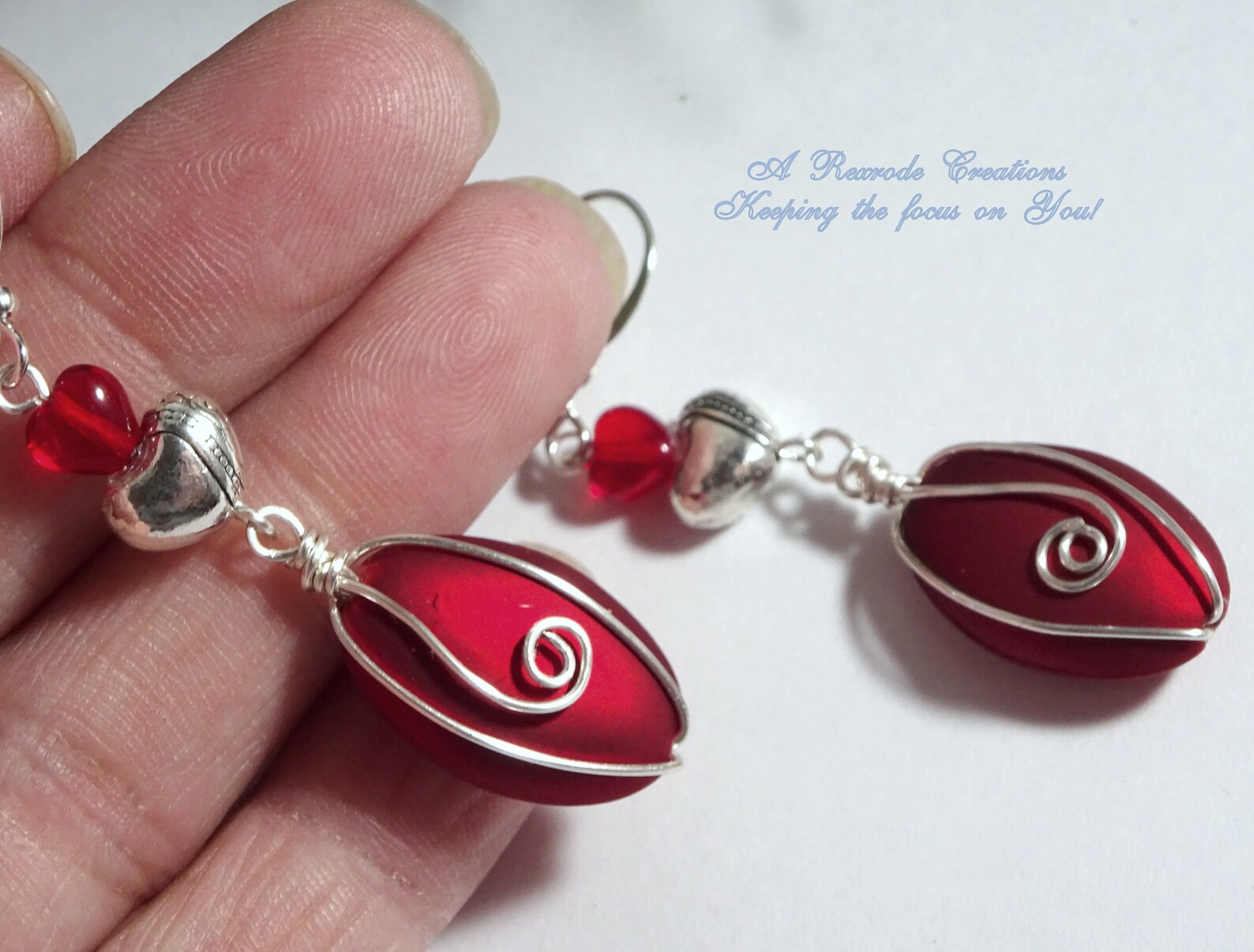 Unique Red Wire Work Earrings Classy Artisan Fashion Jewelry | Etsy