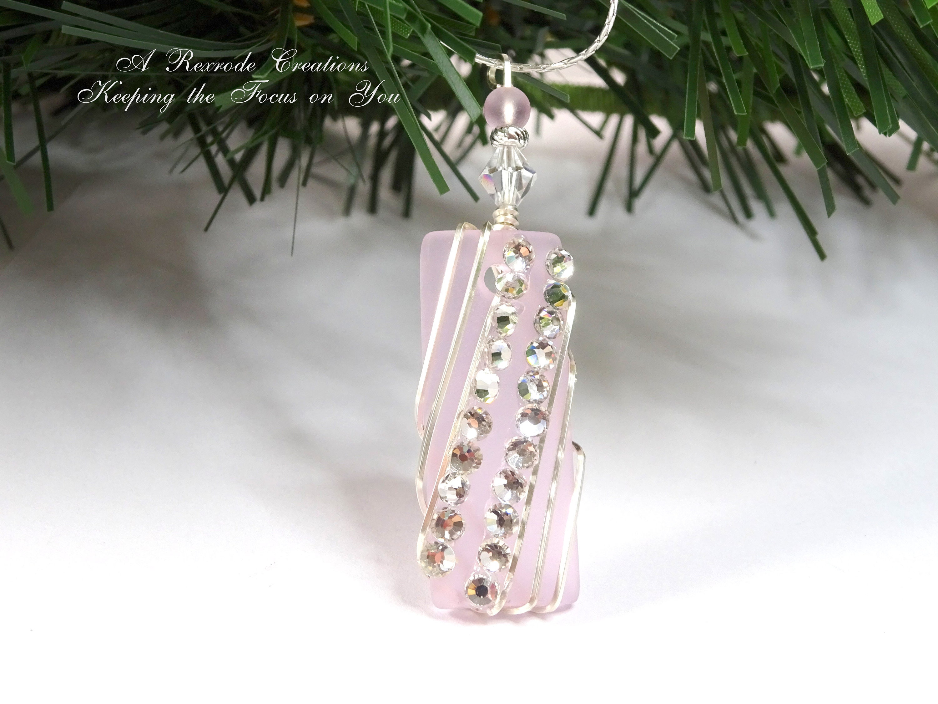 Rhinestone Jewelry Wire Wrapped Pink Sea Glass Sparkling | Etsy