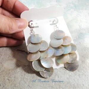 White Mussel Shell Earrings Chandelier Cascading Natural Boho - Etsy
