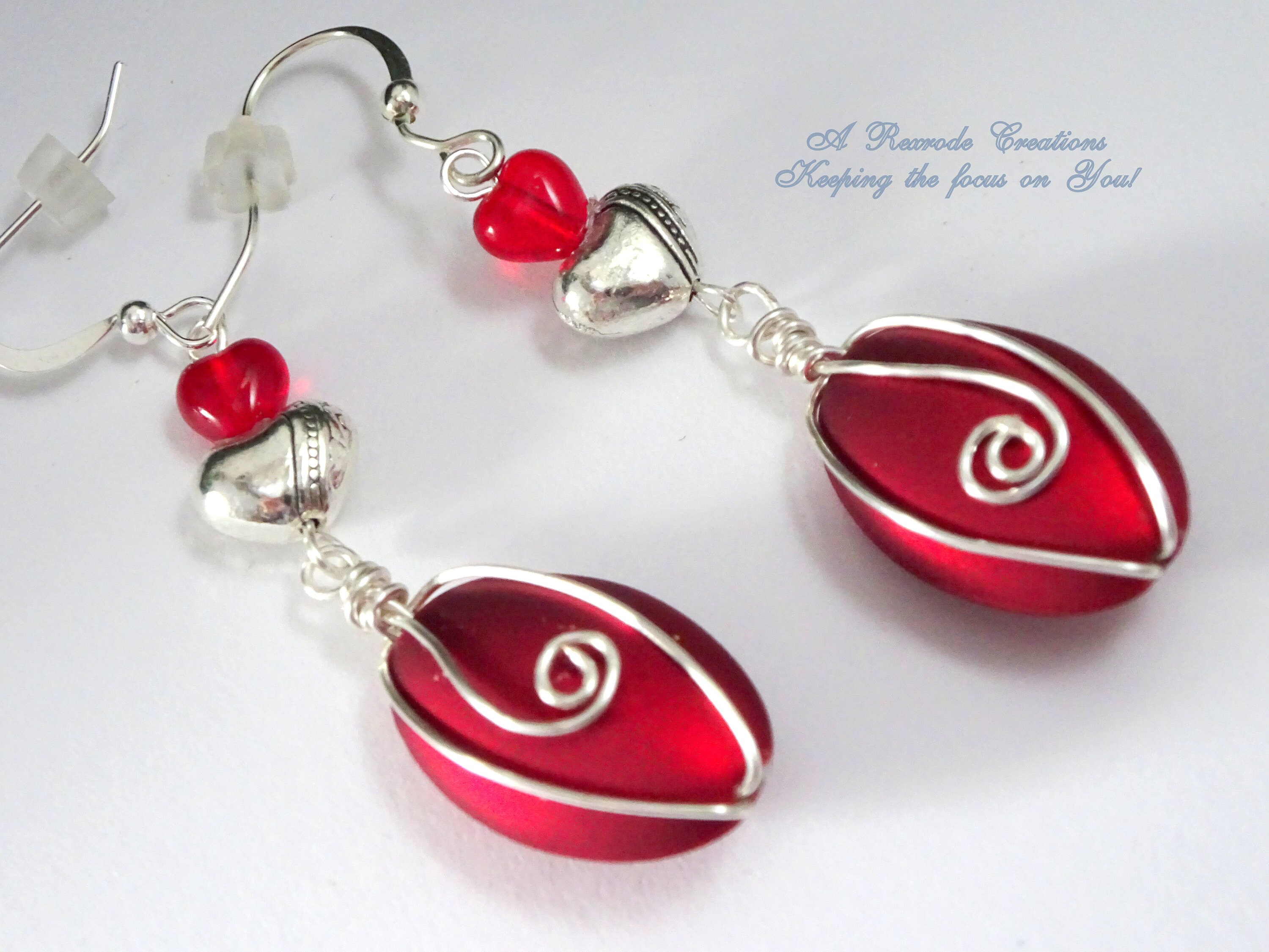 Unique Red Wire Work Earrings Classy Artisan Fashion Jewelry | Etsy