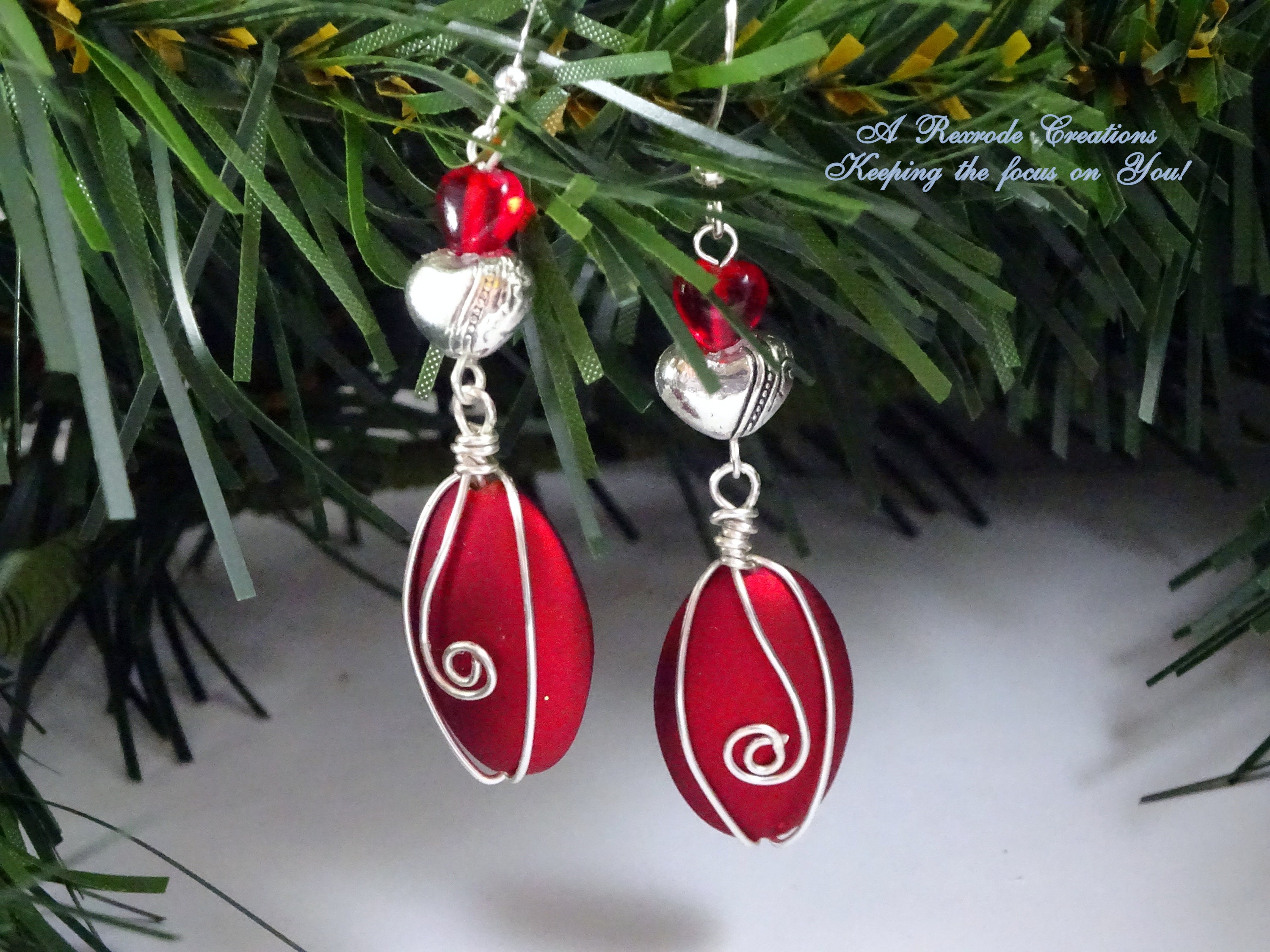 Unique Red Wire Work Earrings Classy Artisan Fashion Jewelry | Etsy