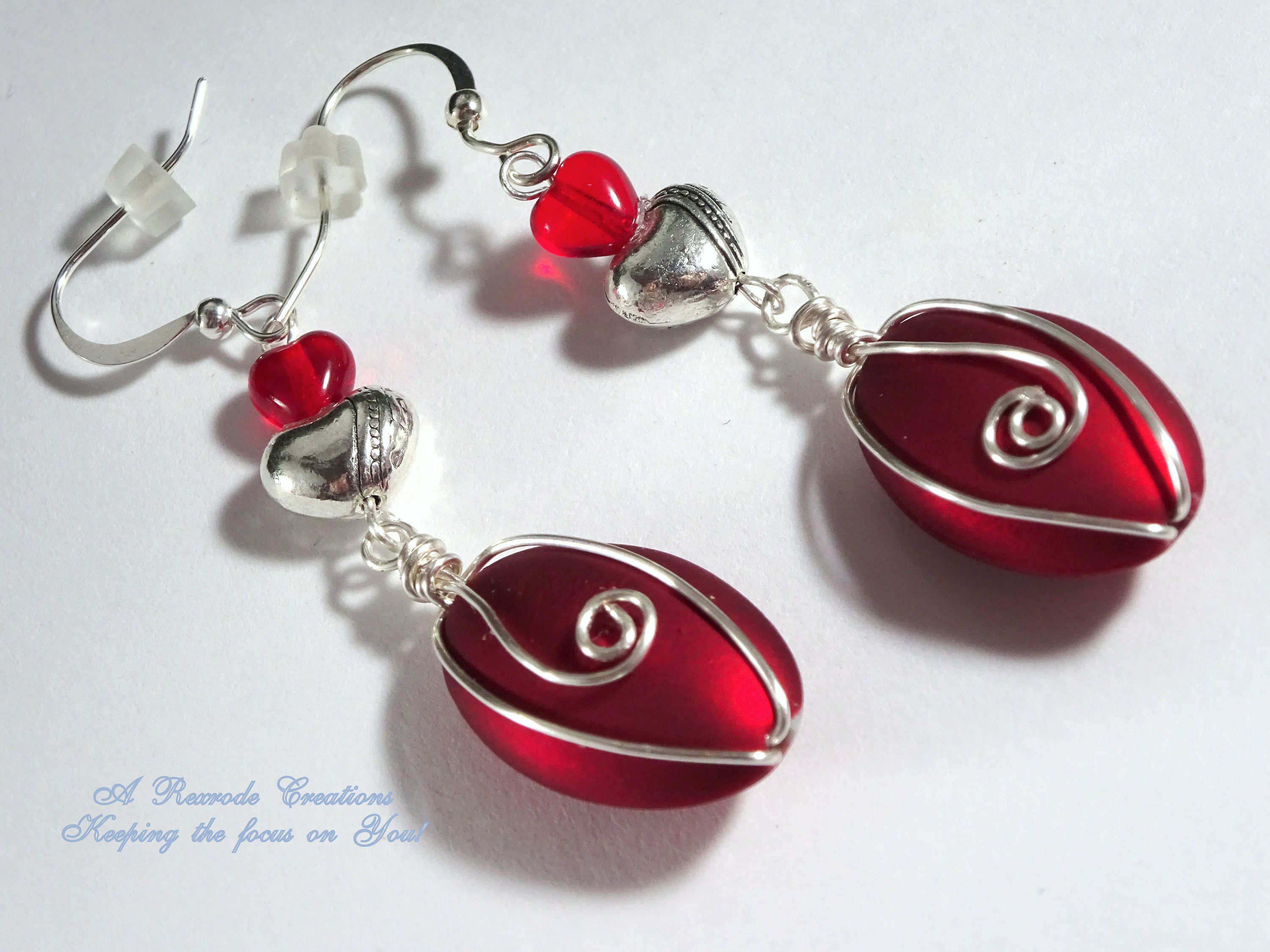 Unique Red Wire Work Earrings Classy Artisan Fashion Jewelry | Etsy