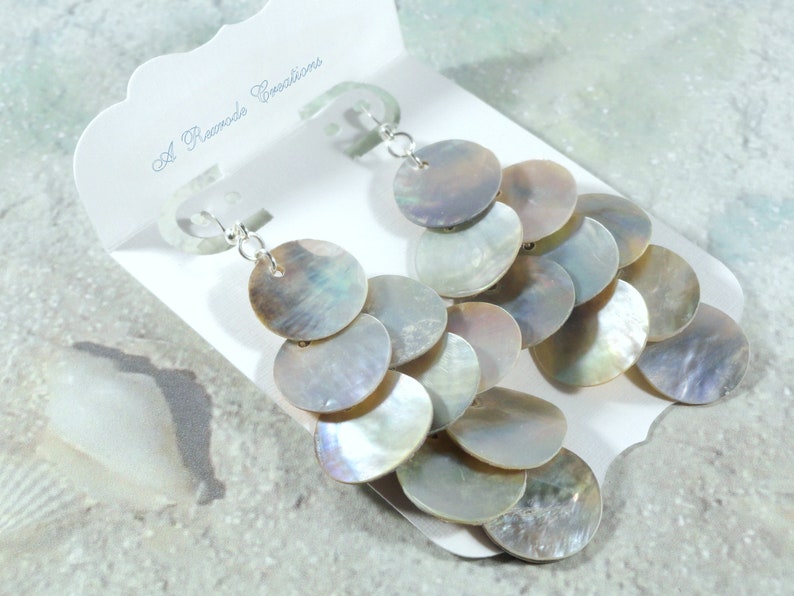 White Mussel Shell Earrings Chandelier Cascading Natural Boho | Etsy