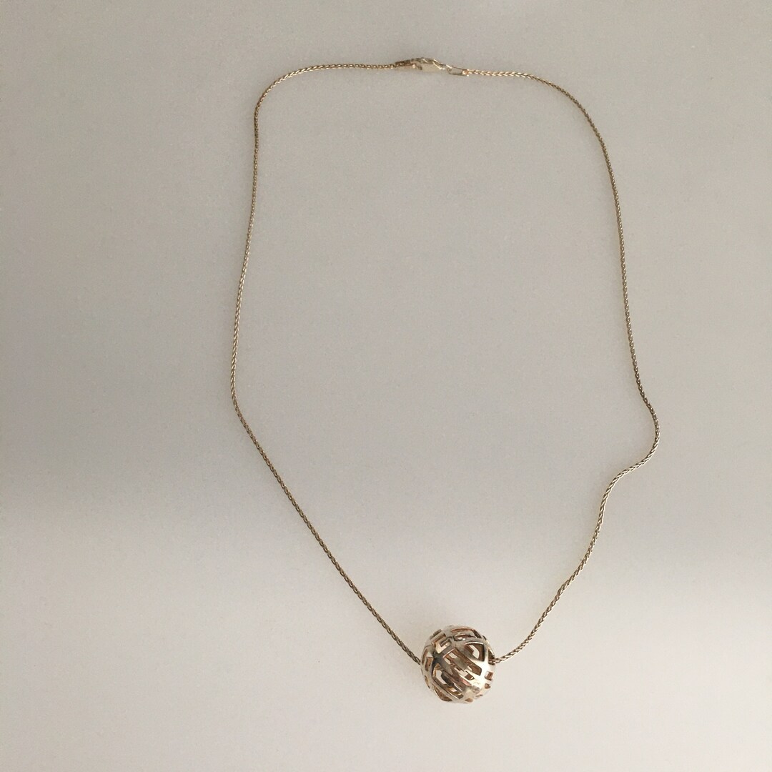 Sterling Silver Necklace With Spherical Open Work Designed Sliding ...