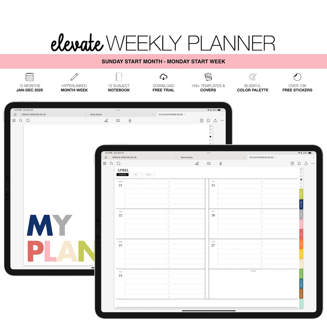 2025 Elevate Weekly Digital Planner & 12 Subject Notebook | Monthly and ...