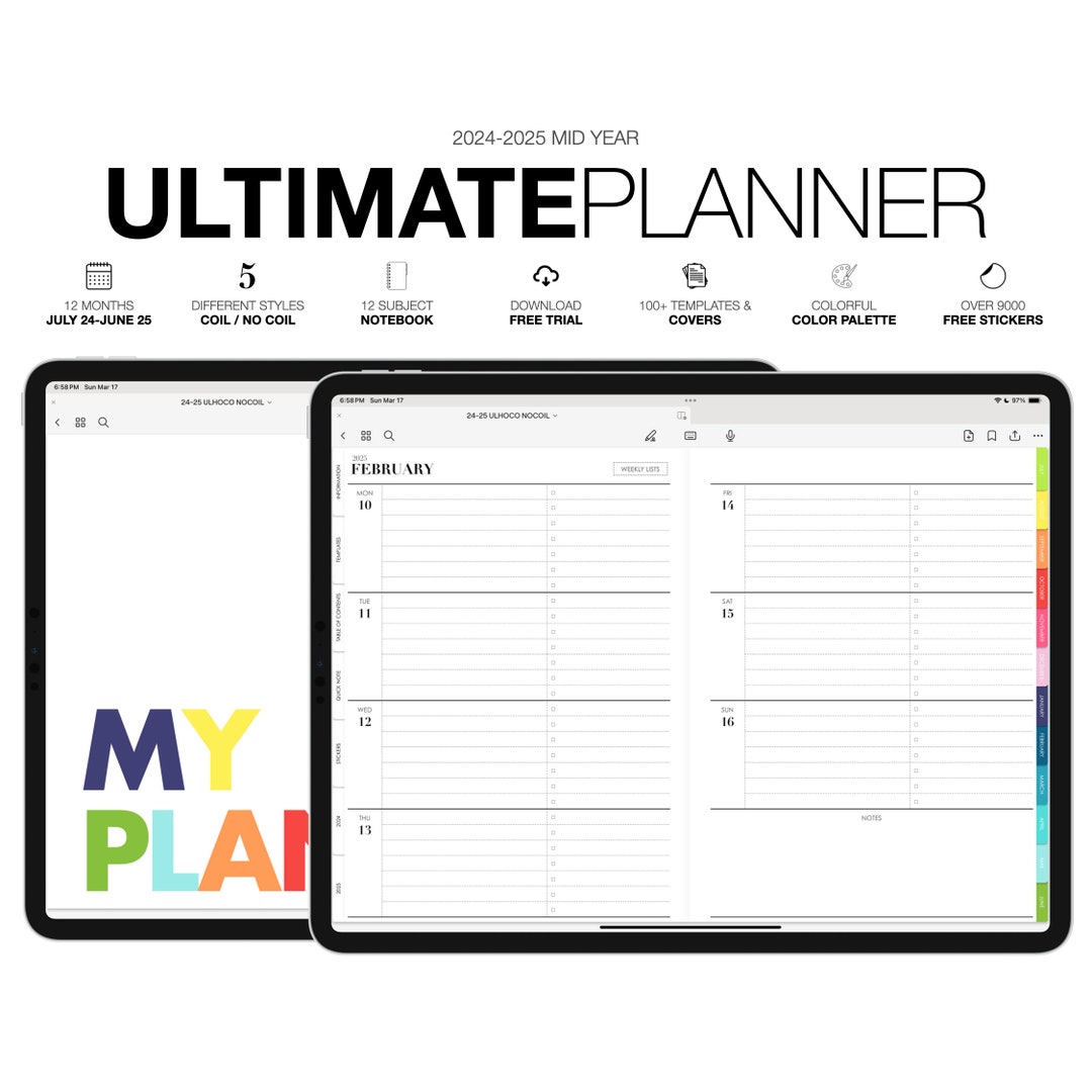 Ultimate Digital Planner MID YEAR 2024-2025 | 12 Subject Notebook ...