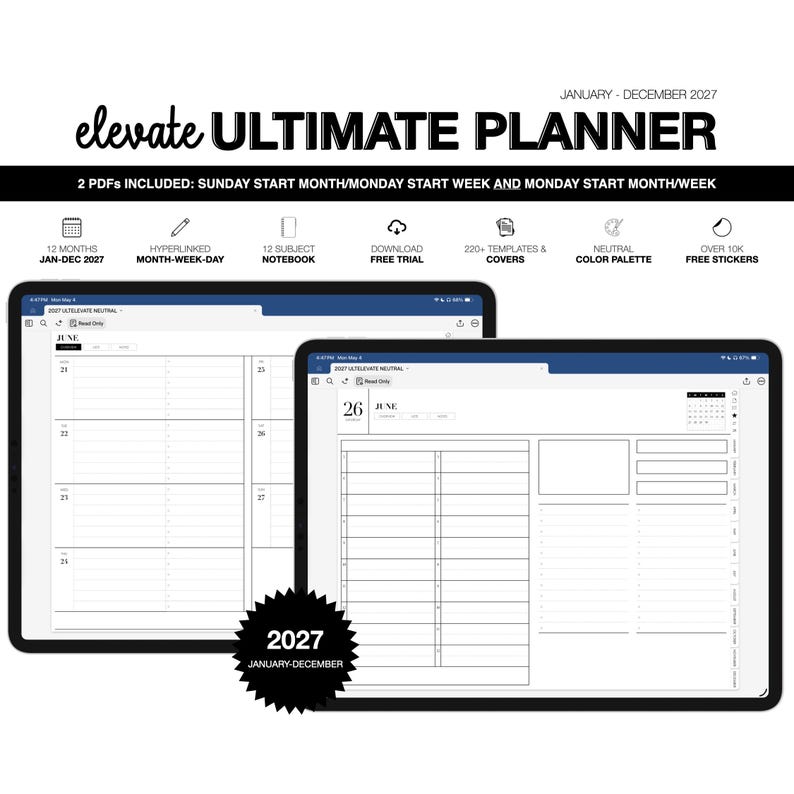 2027 Digital Planner | Ultimate Elevate | for Goodnotes (neutral Color ...