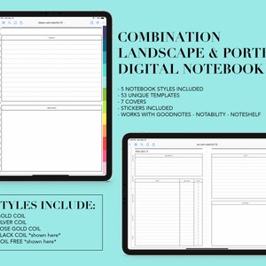 Digital Notebook 12 Subject - 5 Styles - 53 Templates - Landscape or ...