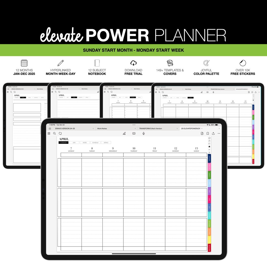 2025 Elevate Power Digital Planner & 12 Subject Notebook | Monthly ...
