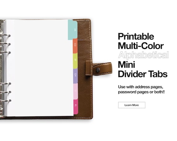 Printable Alphabetical Divider Tabs Multi Color - Etsy