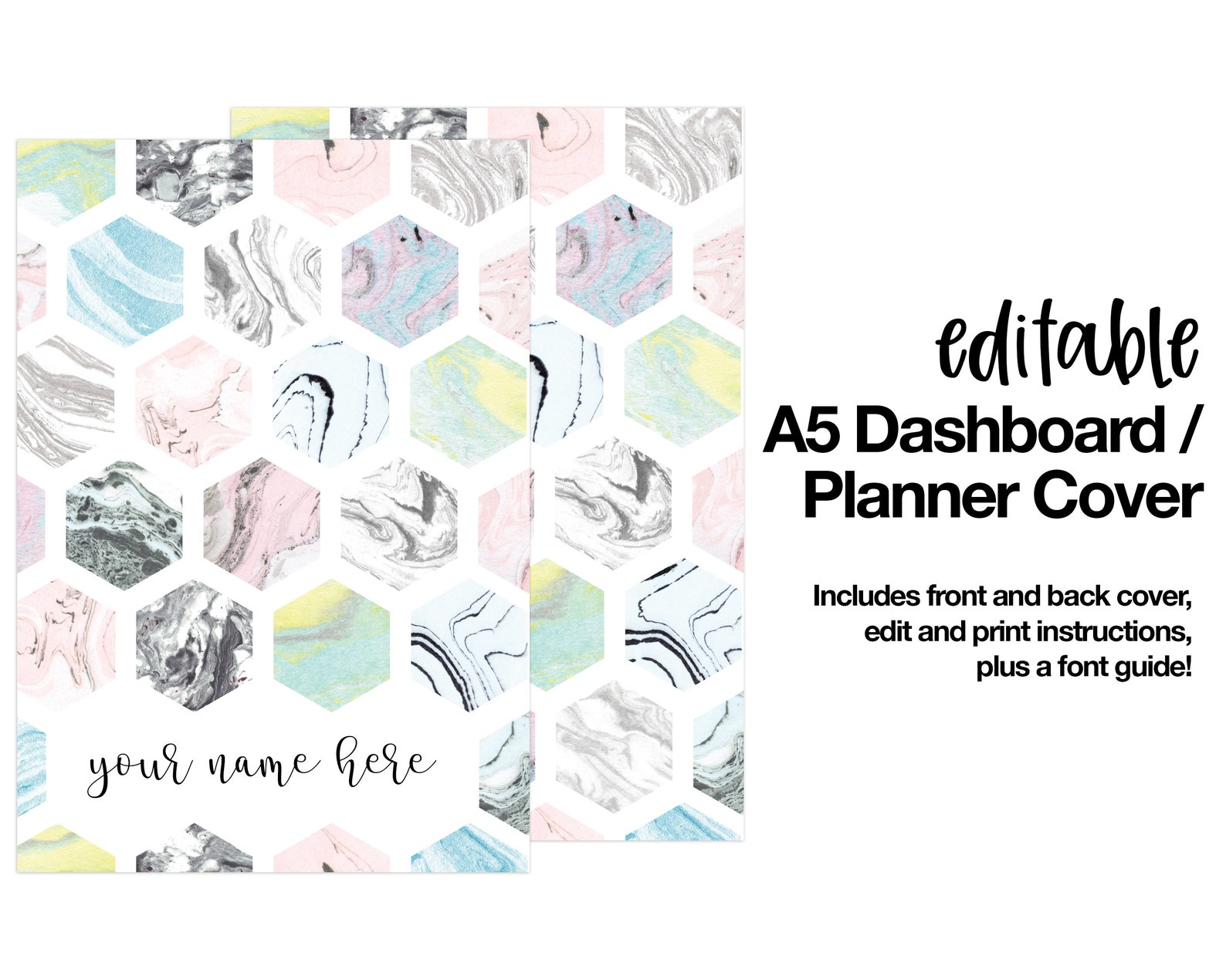 Editable A5 Planner Cover Dashboard Printable | Etsy
